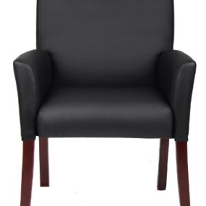 Boss Office Products Box Arm Guest Chair with Mahogany Finish in Black, 250