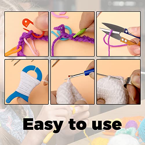 DUKOIPP 103PCS Crochet Hook Kit, Knitting Supplies Crochet Hook Kit with Storage Bag, Ergonomic Soft Grip Knitting Yarn Knitting Needle Kit for Beginners and Experienced Crocheters