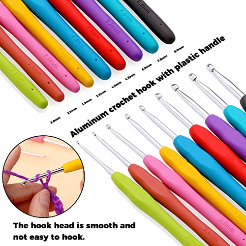 DUKOIPP 103PCS Crochet Hook Kit, Knitting Supplies Crochet Hook Kit with Storage Bag, Ergonomic Soft Grip Knitting Yarn Knitting Needle Kit for Beginners and Experienced Crocheters