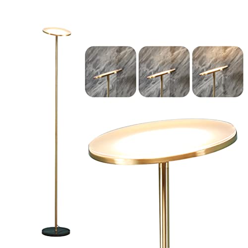 FENLO 70" Torchiere Floor Lamps for Living Rooms, Dimmable LED Bright Floor Lamp for Bedrooms, Tall Standing Lamps LED Floor Lights, Indirect Lighting Bright Lamps for Dark Rooms - Antique Brass