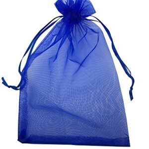 MELUOGE 100pcs 6X9 Inches Organza Drawstring Jewelry Pouches Bags Party Wedding Favor Gift Bags Candy Bags (Royal Blue)