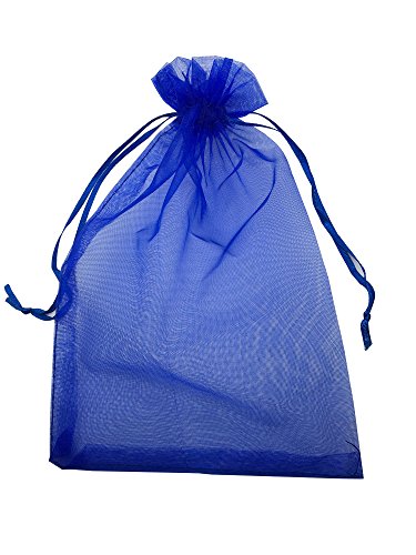 MELUOGE 100pcs 6X9 Inches Organza Drawstring Jewelry Pouches Bags Party Wedding Favor Gift Bags Candy Bags (Royal Blue)