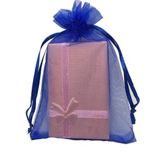 MELUOGE 100pcs 6X9 Inches Organza Drawstring Jewelry Pouches Bags Party Wedding Favor Gift Bags Candy Bags (Royal Blue)