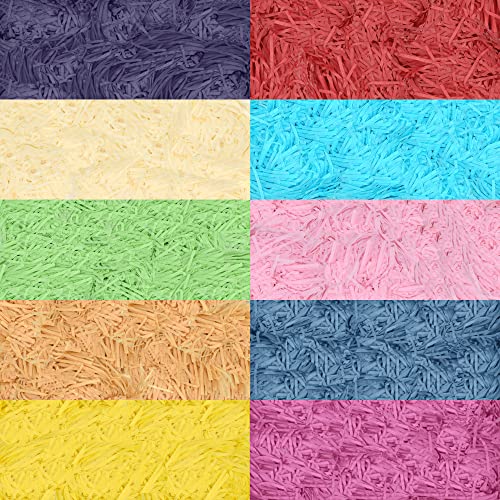 HDST-HOME 10Pack 200g Multicolored Raffia Paper Shreds Strands Grass Stuffer Shredded Crinkle Cut Confetti for Basket Filling Wrapping Wedding Party Supplies