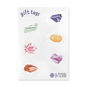 CENTRAL 23 - Crystals Gift Wrap - 6 Wrapping Paper Sheets - Precious Stones on White Background - For Birthdays - Women Girls - Recyclable