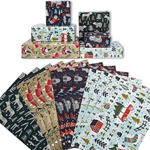 Christmas Wrapping Paper for Kids Boys Girls Men Women, Gift Wrapping Paper Include Santa, Stockings,Tree, Xmas Wrapping paper 20 x 29 Inches per Sheet （12 Sheets 48 sq. ft.）Recycled Easy Storage