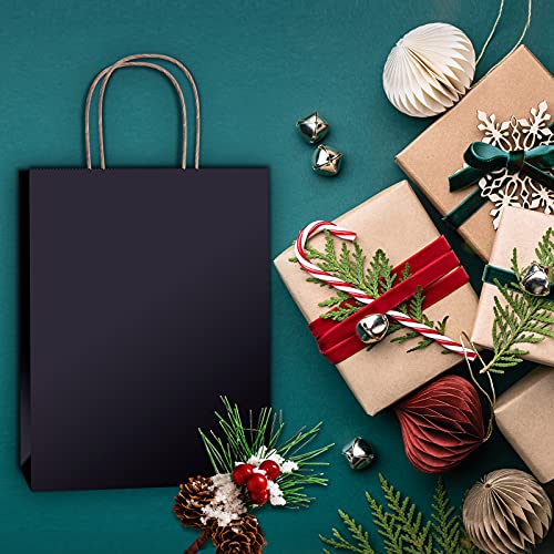 UCGOU Gift Bags 5.25x3.75x8 & 8x4.25x10.5 & 10x5x13 Inches Mixed Size 75PCS Total - 25PCS Each Black Kraft Paper Bags with Handles Shopping Bags Party Favor Bags Goodie Bags