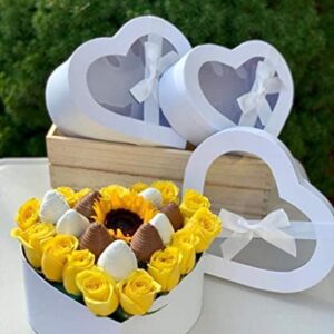 UNIKPACKAGING Premium Quality Heart Shaped Flower Boxes, SET OF 3, Gift Boxes for Luxury Flower and Gift Arrangements, with Lids, Ships From USA (White)