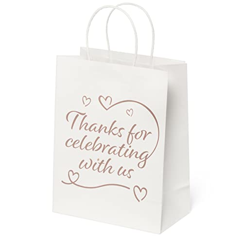 Thanks For Celebrating With Us Gift Bags - 25 Pack - Wedding Welcome Bags - Medium Size