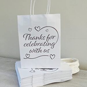 Thanks For Celebrating With Us Gift Bags - 25 Pack - Wedding Welcome Bags - Medium Size