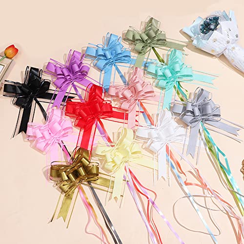 10PCS Large Pull Bows,Bows for Gift Wrapping,Organza Gift Wrapping Ribbon Pull Bows Gift Bows for Wedding Gift Baskets,Christmas Party Birthday Gift Bow Decoration (Black)