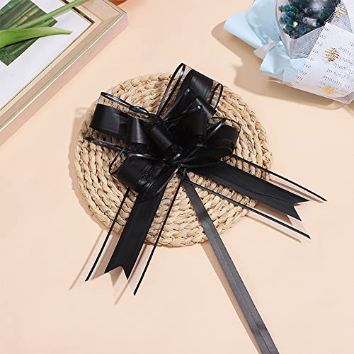 10PCS Large Pull Bows,Bows for Gift Wrapping,Organza Gift Wrapping Ribbon Pull Bows Gift Bows for Wedding Gift Baskets,Christmas Party Birthday Gift Bow Decoration (Black)