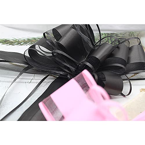 10PCS Large Pull Bows,Bows for Gift Wrapping,Organza Gift Wrapping Ribbon Pull Bows Gift Bows for Wedding Gift Baskets,Christmas Party Birthday Gift Bow Decoration (Black)