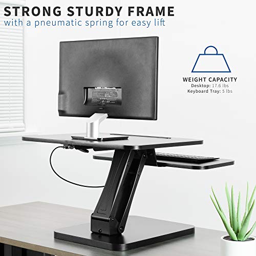 VIVO Black Height Adjustable 25 inch Standing Desk Converter, Compact Sit Stand Tabletop Monitor Riser Workstation, DESK-V001G