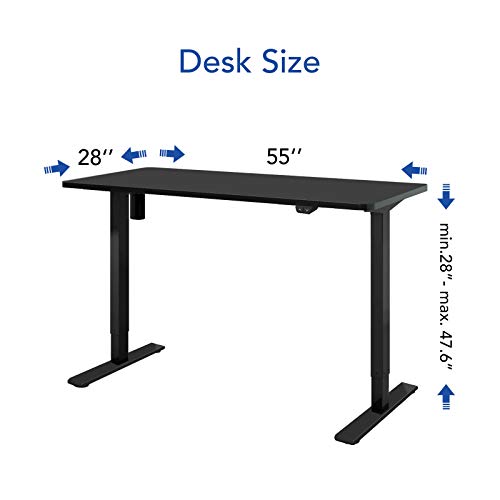 FLEXISPOT EC1 Stand Up Desk 55 x 28 Inches Workstation Home Office Computer Standing Table Height Adjustable Desk (Black Frame + 55" Black Top 2 Packages)