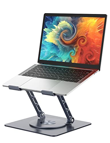 Adjustable Laptop Stand for Desk, Portable Laptop Stand with 360° Rotating Base, Ergonomic Foldable Aluminum Universal Computer Stand Compatible with Dell, HP and 10''-16'' Devices