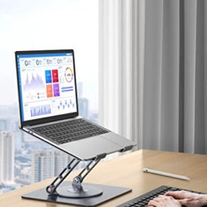 Adjustable Laptop Stand for Desk, Portable Laptop Stand with 360° Rotating Base, Ergonomic Foldable Aluminum Universal Computer Stand Compatible with Dell, HP and 10''-16'' Devices