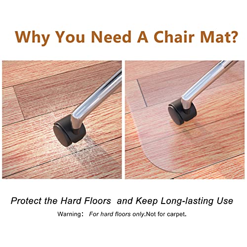 Naturehydro Office Chair Mat for Hardwood Floor, 48" x 36" Transparent Floor Protector,Easy Glide Rolling Desk Chair Floor Mat, , BPA and Phthalates Free (Rectangle)