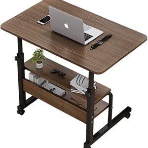 Adjustable Mobile Laptop Desk Home Office Desk Detachable Wheels Desk Portable Height Mobile Bedside Table Veranda Office Desk Additional Storage Rack Small Spaces Desk Size 15.7 * 31.5 Inch Brown