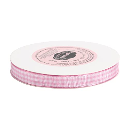 VATIN Pink and White Gingham Ribbon, 3/8 x 25Yd Craft Plaid Ribbon Use for Gift Wrapping,Party Decoration,Hair Accessories Craft and Christmas Gift Wrapping Fall Ribbons Thanksgiving Wrapping Ribbon