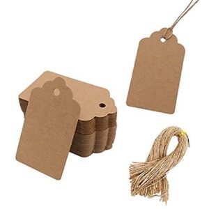 100pcs kraft paper gift tags with string, blank gift bags tags price tags(brown)