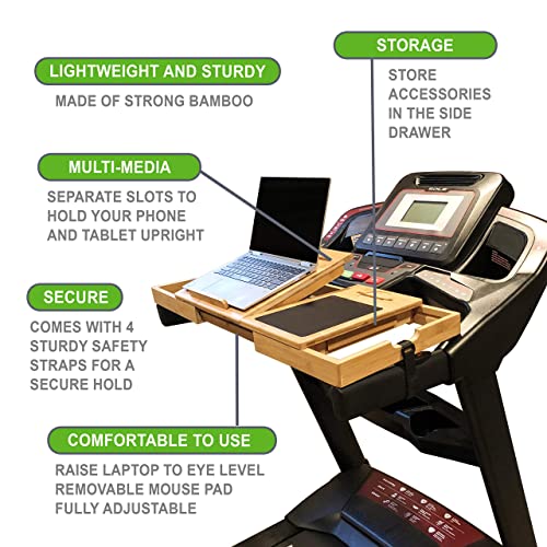 SmartFitness Universal Treadmill Desk, Treadmill Laptop Holder, Treadmill Laptop Stand, Treadmill Laptop Desk, Treadmill Desk Attachment, Laptop Mount, Computer Stand for Treadmill (Patent Pending)