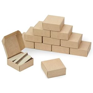 wonderpack paper small shipping boxes – kraft paper cardboard boxes for business supplies – craft gift box 2,7х2,7×1,2 inches 12 pack