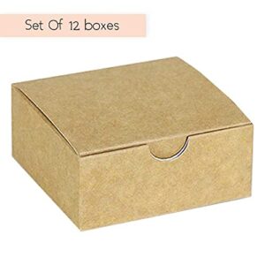 WonderPack Paper Small Shipping Boxes - Kraft Paper Cardboard Boxes for Business Supplies - Craft Gift Box 2,7х2,7x1,2 Inches 12 Pack