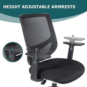 SMUG Tall Armrests, Counter Height Standing Desk, Mid Back Mesh Office Drafting Chairs with Adjustable Foot Ring, Black