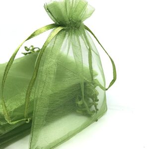 ANSLEY SHOP 100pcs 4x6 Inches Drawstrings Organza Gift Candy Bags Wedding Favors Bags (Grass Green)