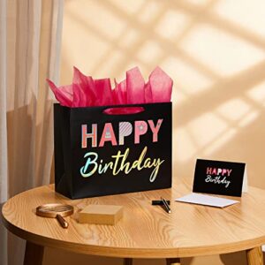 13" Black Gift Bag with Tissue Paper for Girls Birthday Party Bag