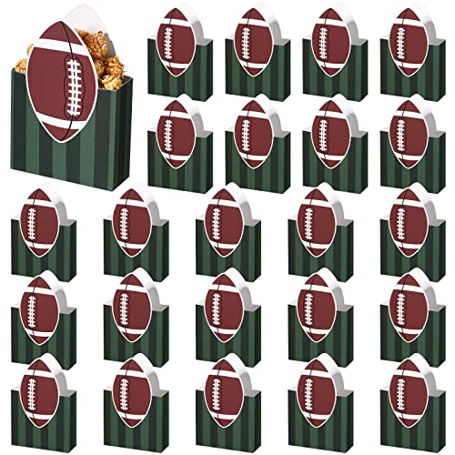 24 Pcs Sport Ball Party Treat Boxes Basketball Baseball Football Theme Party Gift Bags Candy Snack Bags Cardboard Boxes for Sports Themed Party Decoration Supplies (Football)