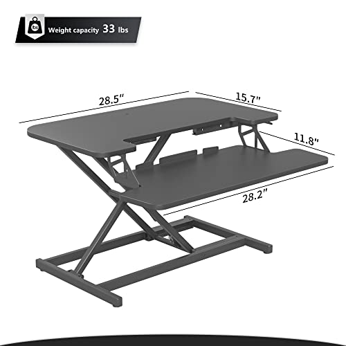 FEZIBO 28” Height Adjustable Standing Desk Converter with USB Charging Port, Quick Sit to Stand Tabletop Dual Monitor, Stand Up Desk Riser for Home Office, Black