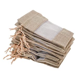 XMSound 50 Pack 5x7 Inch Linen Burlap Sheer Bag Organza Bag Burlap Bags Gift Bags with Drawstring, for Wedding Party Favors Cosmetic Samples Mesh Pouch DIY Craft