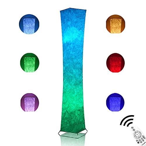 LEONC Design 65 inch Soft Light LED Floor Lamp,RGB Color Changing Fabric Shade Modern Floor Lamp for Livingroom Bedroom Warm Atmosphere Tyvek Dupont 10 x 10 x 65 inch