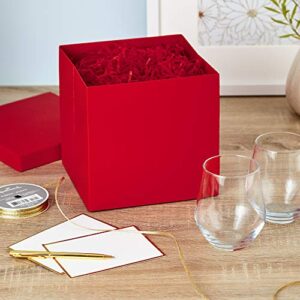 Hallmark 7" Gift Box with Lid (Red) for Christmas, Birthdays, Father's Day, Bridal Showers, Weddings, Baby Showers, Valentine's Day and Graduations