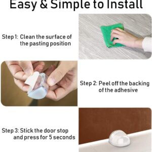 HAUSPROFI Doorstop, Self-Adhesive Door Stopper for Wall Protection Door Buffer Floor Stop for The Home and Office Wall Protector - Clear 4pcs，L:1.66,W:1.57,H:0.9(inch)