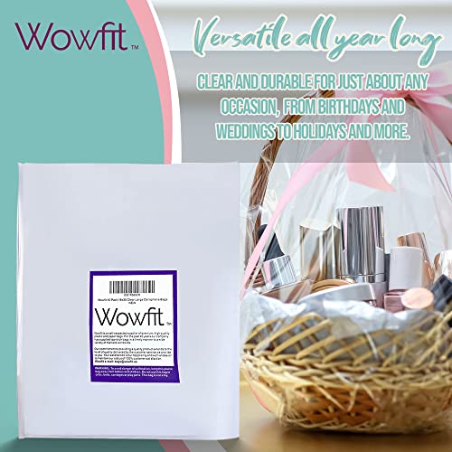 Wowfit Cello Bags,10 CT 18x30 inches Clear Cellophane Bags Perfect for Gift Baskets, Presents, Weddings, Bridal/Baby Showers and More (Flat, No Gusset, 18x30 inches, Not include Ribbon)