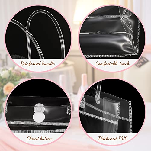 24 Pcs Clear Bags with Bow Ribbon Wedding Gift Bags for Gifts Clear Gift Bags with Handles 7.8 x 7.8 x 3.1 Inch Clear Plastic Bags with Handles for Transparent Shopping Bags, Party Bags, Retail Bags