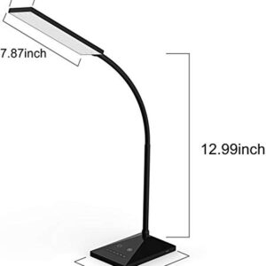 RAOYI LED Desk Lamp, 12W Dimmable Table Lamp Eye-Caring Reading Light with USB Charging Port, Touch Control, 5 Lighting Modes and 7-Level Brightness for Home Office Bedrooms (Black)