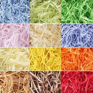 suponey 12 colors easter grass raffia paper shreds easter basket grass paper filler for easter gift wrap easter party decoration