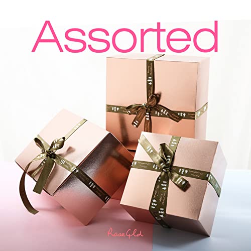 ROSEGLD 10 Gift Boxes 9.5x6.5x4 Inches, Gift Boxes with Lids, Rose Gold Gift Boxes, Bridesmaid Proposal Boxes for Light Weight Gifts (Glossy Rose Gold with Grass Texture)