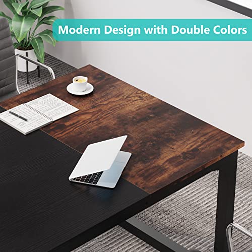 Tribesigns Conference Table, 6FT Meeting Seminar Table Rectangular Meeting Room Table, 70.8L x 31.5W x 29.5H, Rustic Brown/Black