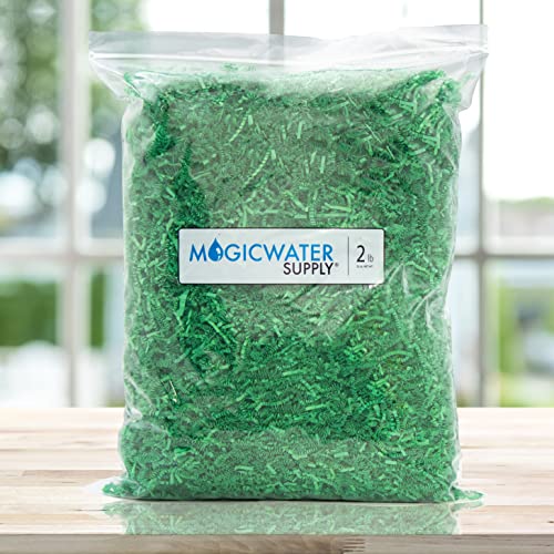 MagicWater Supply Crinkle Cut Paper Shred Filler (2 LB) for Gift Wrapping & Basket Filling - Green