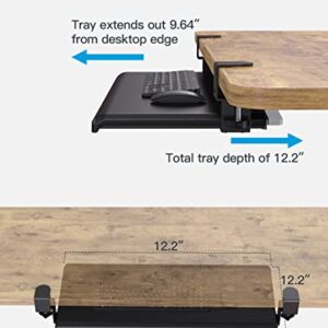 HUANUO Keyboard Tray Under Desk, Ergonomic Large Keyboard Tray with C Clamp, Updated Metal Slide Rail Keyboard Tray Mouse Tray, Pull Out Platform Computer Drawer for Typing, 27.5" W x 12.2" D, Black