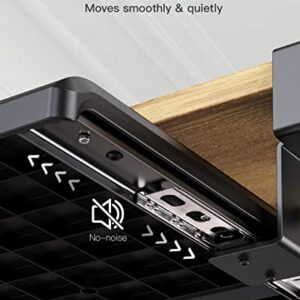 HUANUO Keyboard Tray Under Desk, Ergonomic Large Keyboard Tray with C Clamp, Updated Metal Slide Rail Keyboard Tray Mouse Tray, Pull Out Platform Computer Drawer for Typing, 27.5" W x 12.2" D, Black