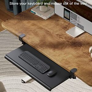 HUANUO Keyboard Tray Under Desk, Ergonomic Large Keyboard Tray with C Clamp, Updated Metal Slide Rail Keyboard Tray Mouse Tray, Pull Out Platform Computer Drawer for Typing, 27.5" W x 12.2" D, Black