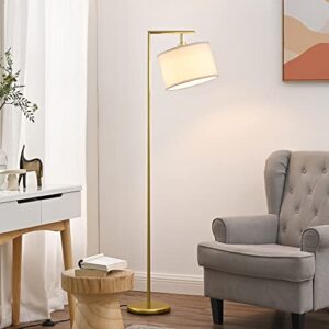 EDISHINE 63" Floor Lamp for Living Room, Tall Standing Lamp with Adjustable Linen Shade, Modern Arched Reading Lamp for Bedroom, Office