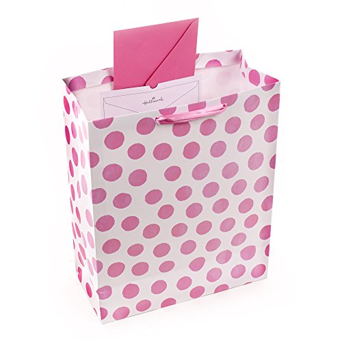 Hallmark 15" Extra Large Gift Bag with Tissue Paper (Pink Polka Dots and Bow) for Birthdays, Easter, Baby Showers, Bridal Showers, Any Occasion