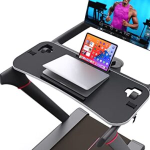 New Tread Laptop Tray, Treadmill Desk Tray, Upgrade 36" Treadmill Laptop Holder, Ergonomic Treadmill Laptop Desk with Protective Guard & Tablet Holder for Phone, Exercise Workstation, Easy Mount Tray